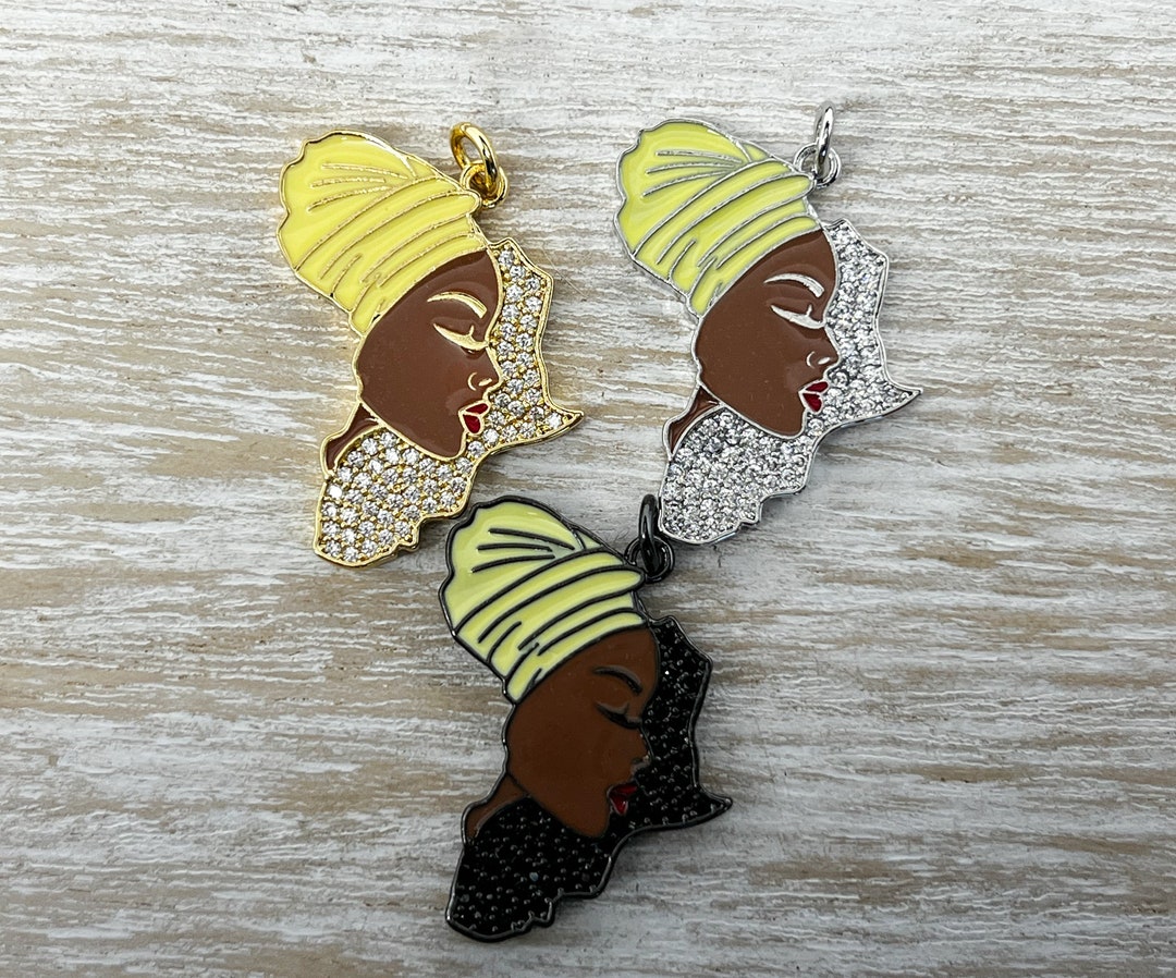 1 Black Woman Charm, Afro Girl Charm, Black Lady Charm, Black Woman CZ ...
