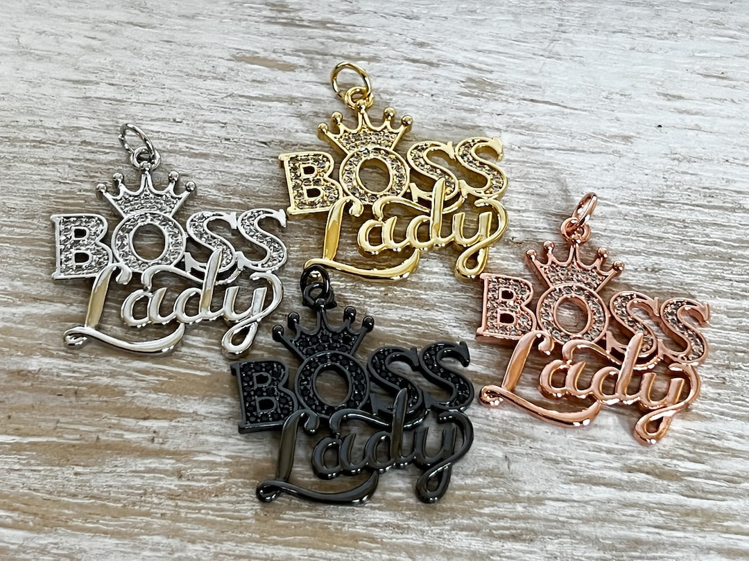 1 CZ Pave Boss Lady Charm, Queen Charm, Bracelet Charm, Necklace Charm ...