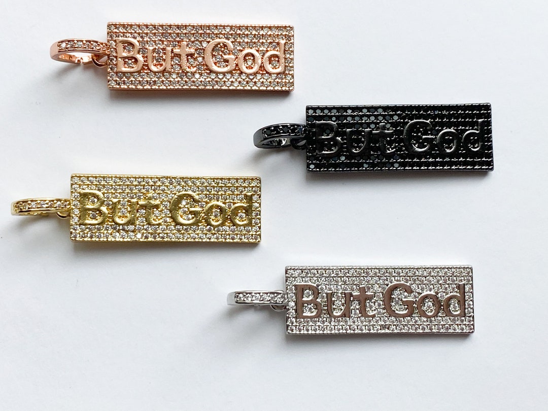 1 CZ Micro Pave but God Charm, Word Charm, Rectangle but God Bar Charm ...