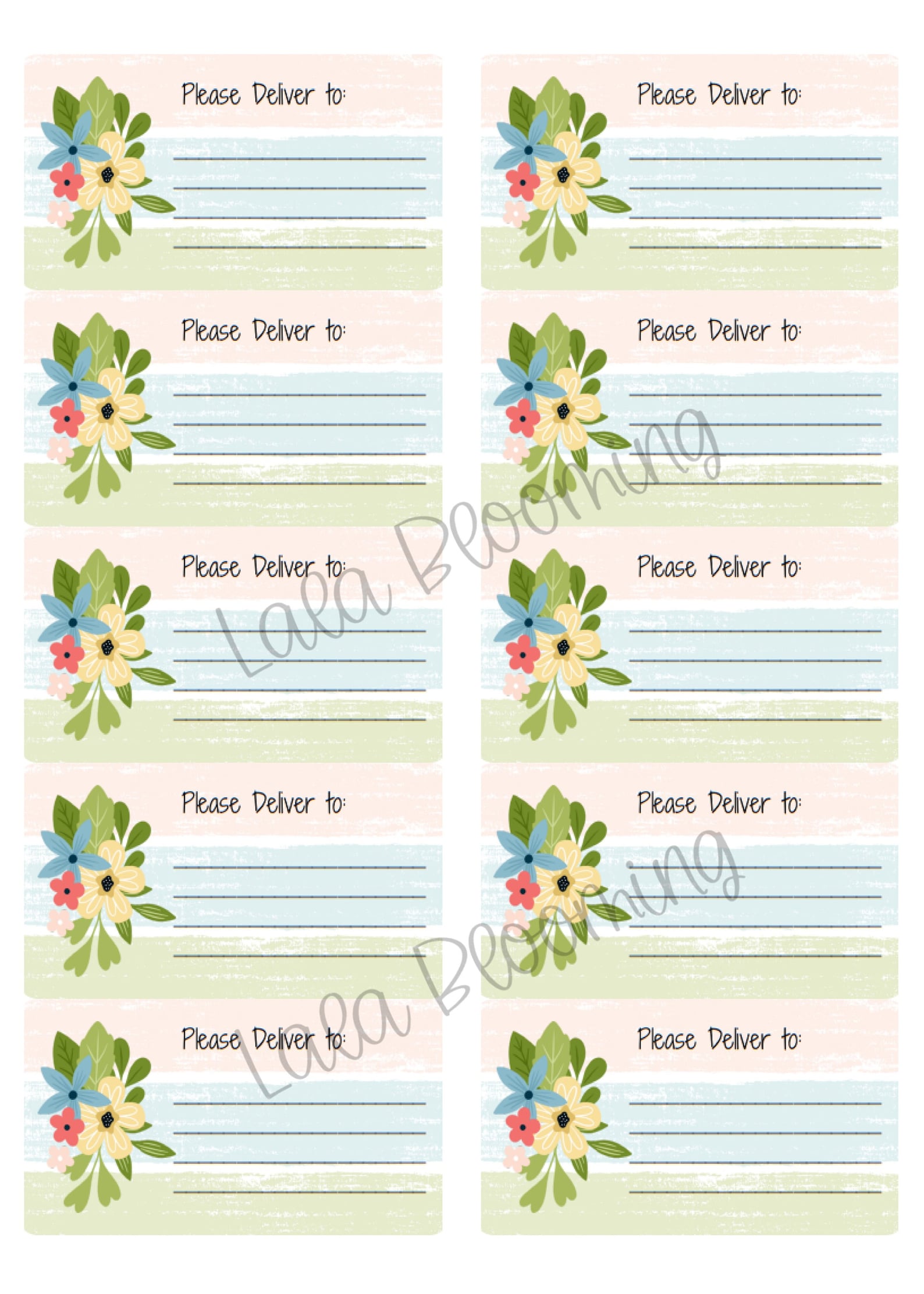 Floral Spring PDT Labels: Please Deliver to (set of 10) - Etsy