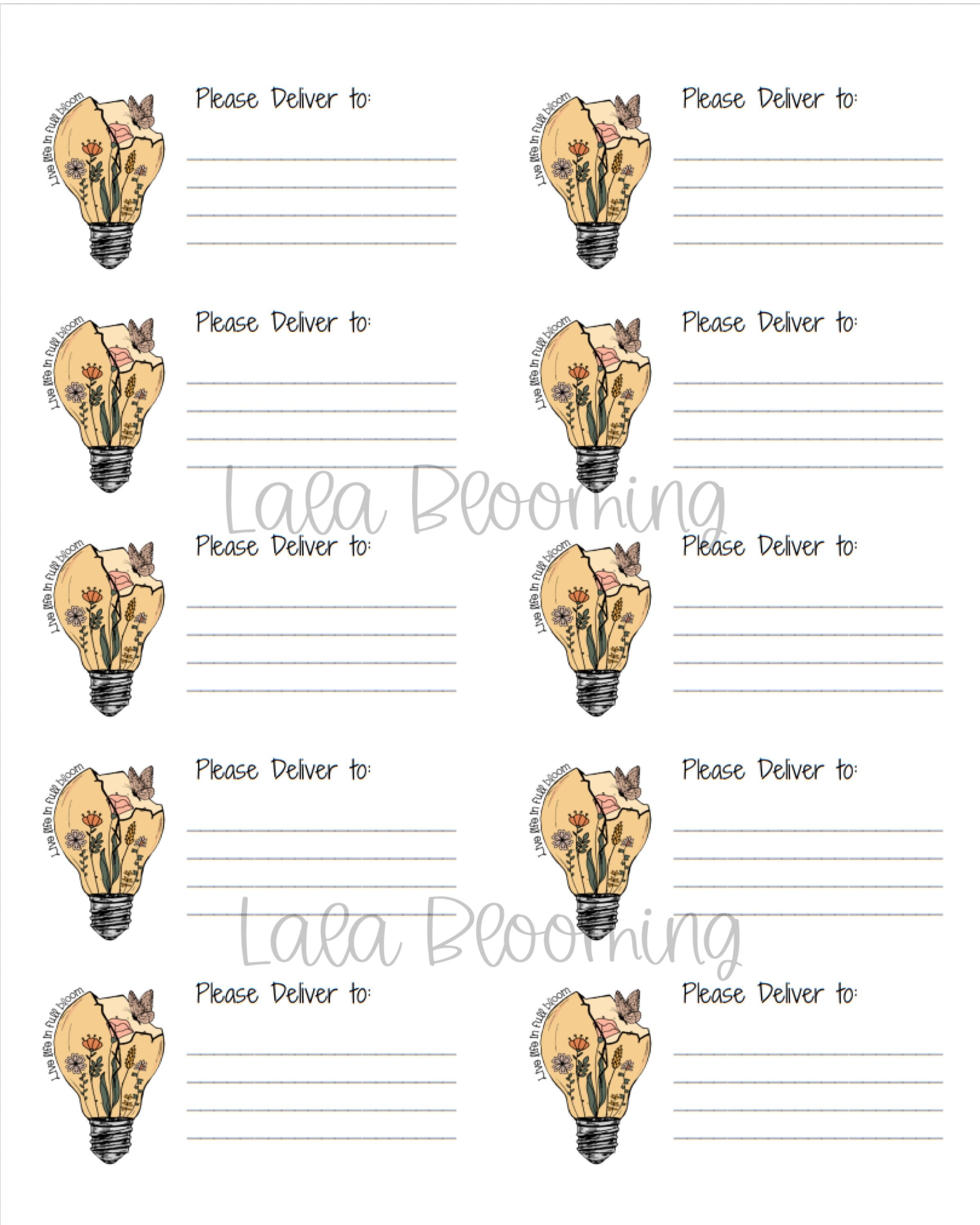 Inspiring Floral PDT Labels: Please Deliver to (set of 10) - Etsy