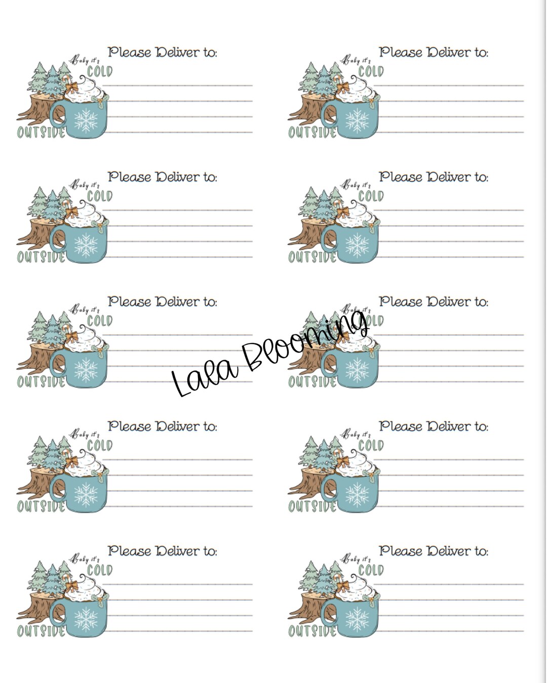 Winter PDT Labels: Please Deliver to (set of 10) - Etsy