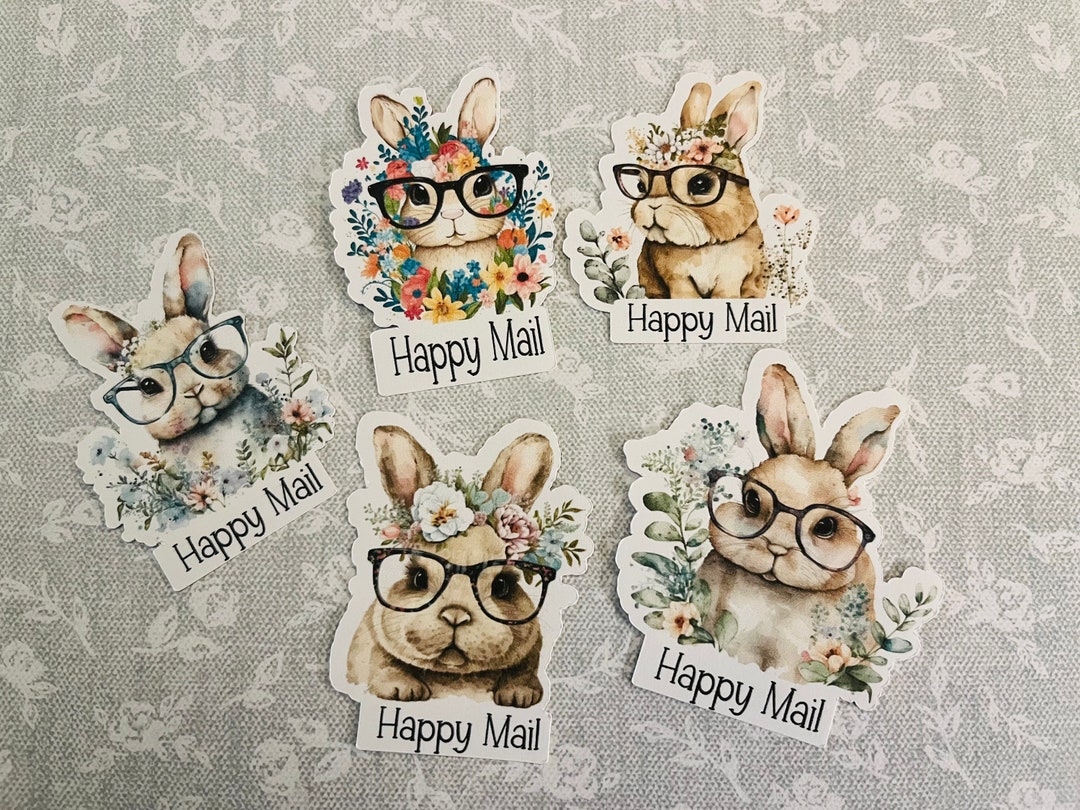 Nerdy Bunny Happy Mail Sticker Bundle, Snail Mail Stickers, Paper ...