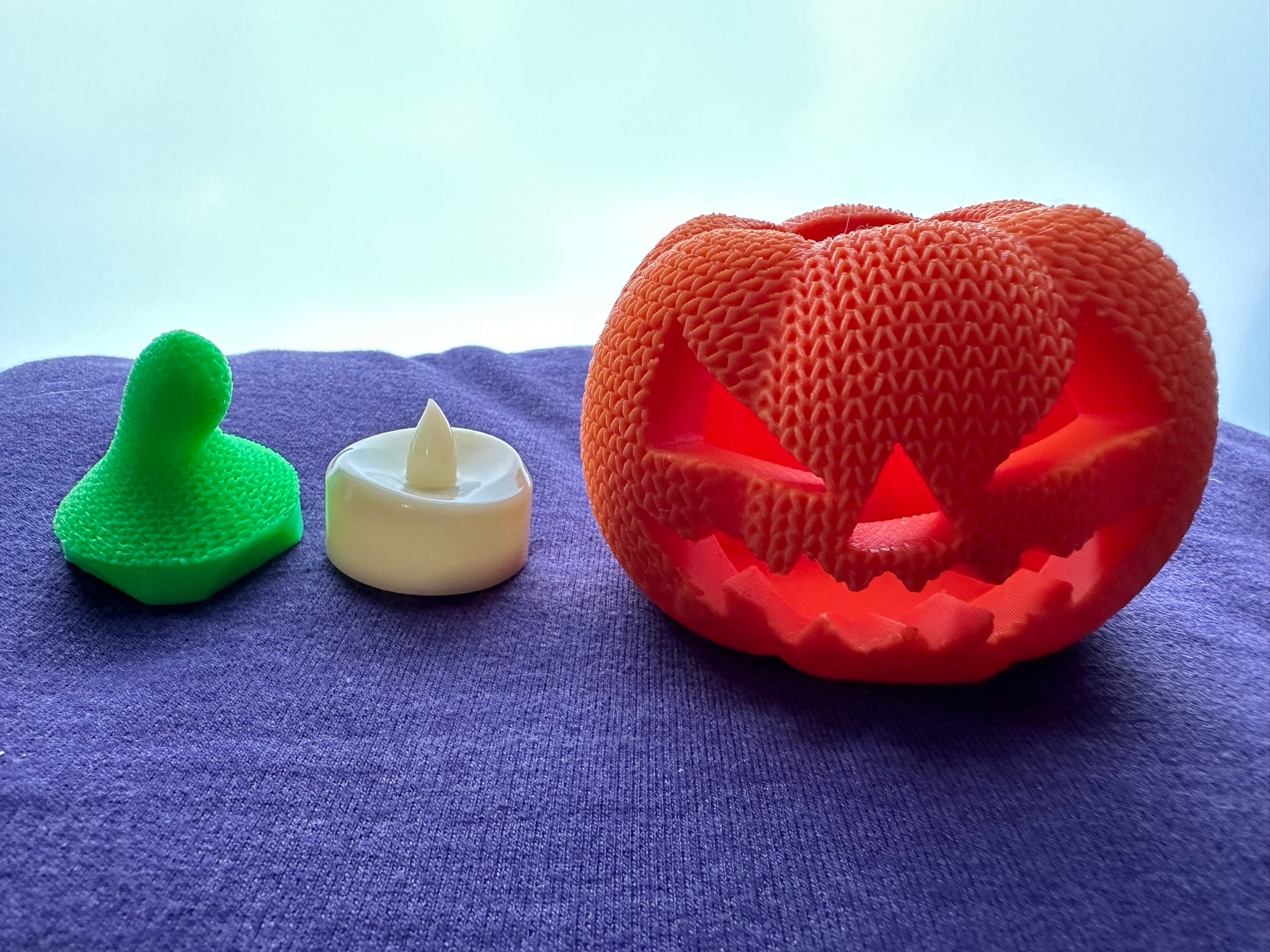 3D Printed Knitted Pumpkin Jack-o-lantern With Flickering LED - Etsy