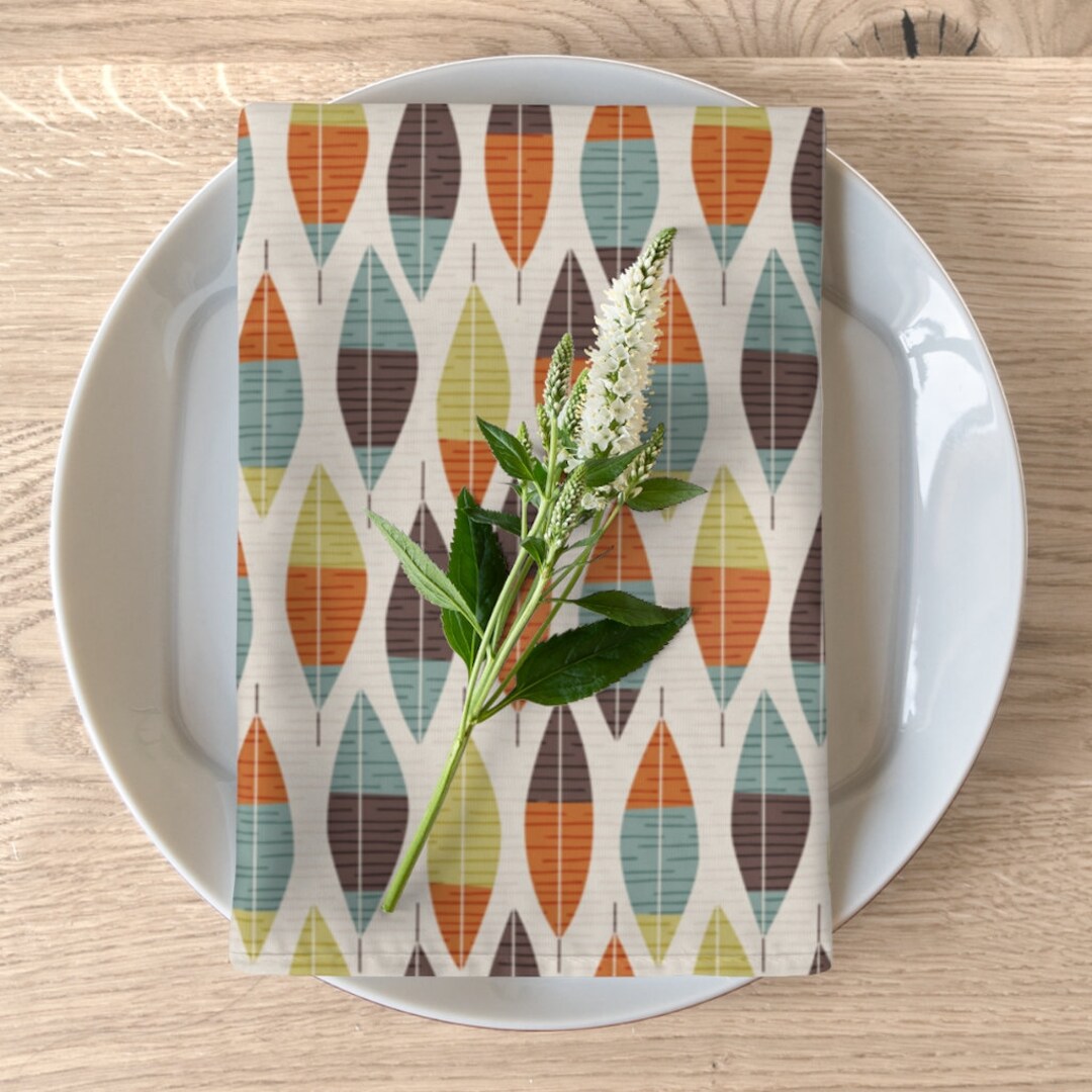 Cloth Napkins Set of 4 Mid Century Modern Print Dinner Napkins for ...