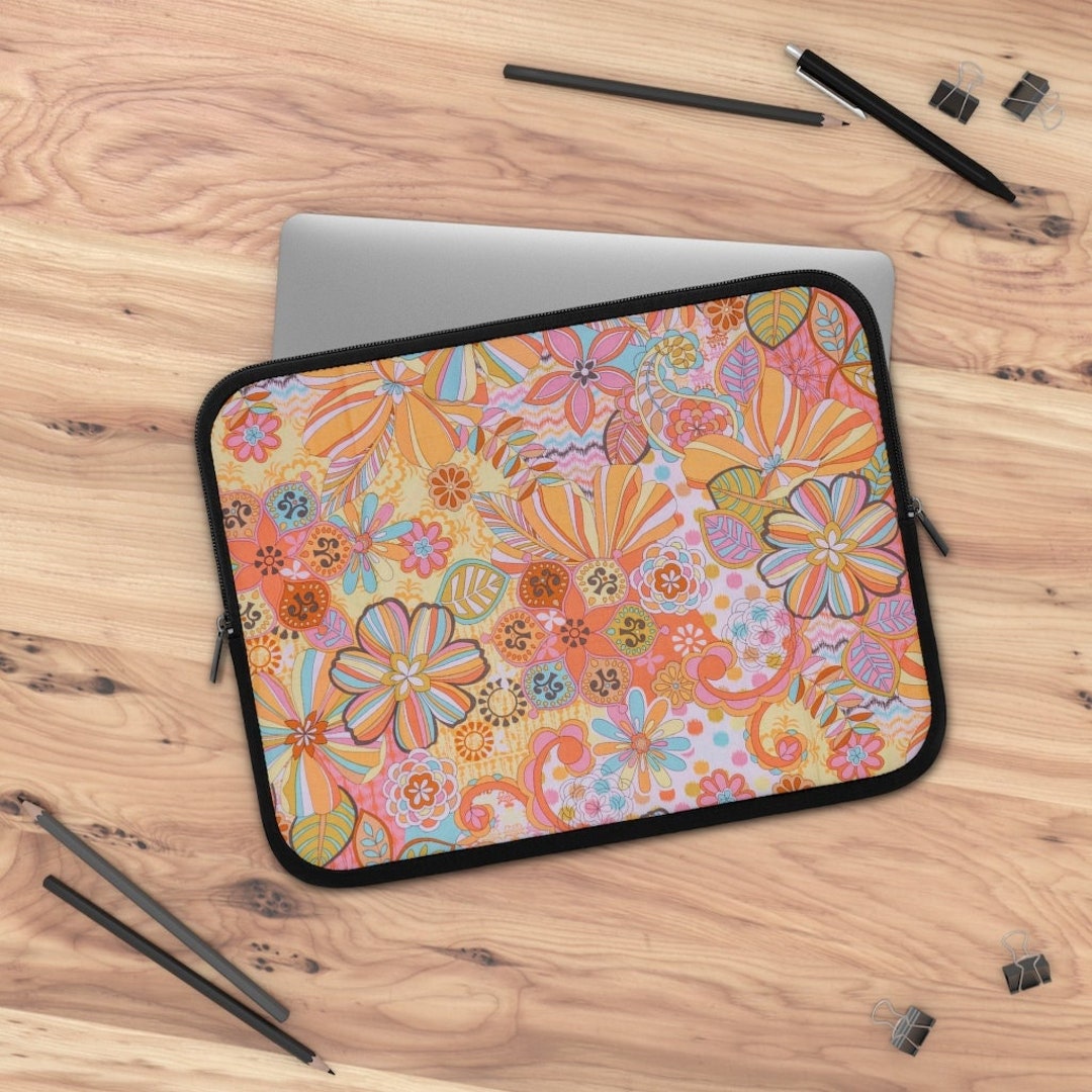 Floral Laptop Sleeve Boho Floral Print, Flower Power Neoprene Water ...
