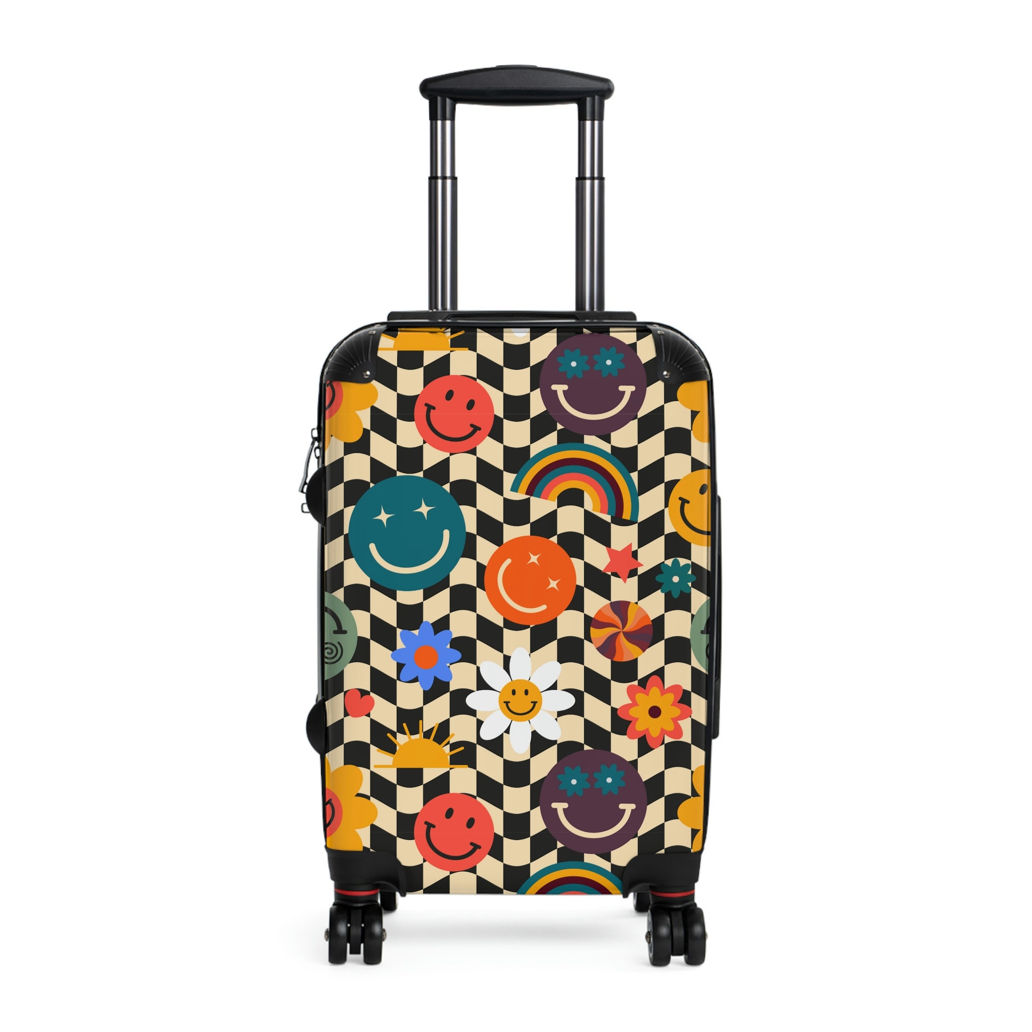 70s Retro Rainbow Suitcase, Smiley Face Suitcase, Pop Art Luggage ...