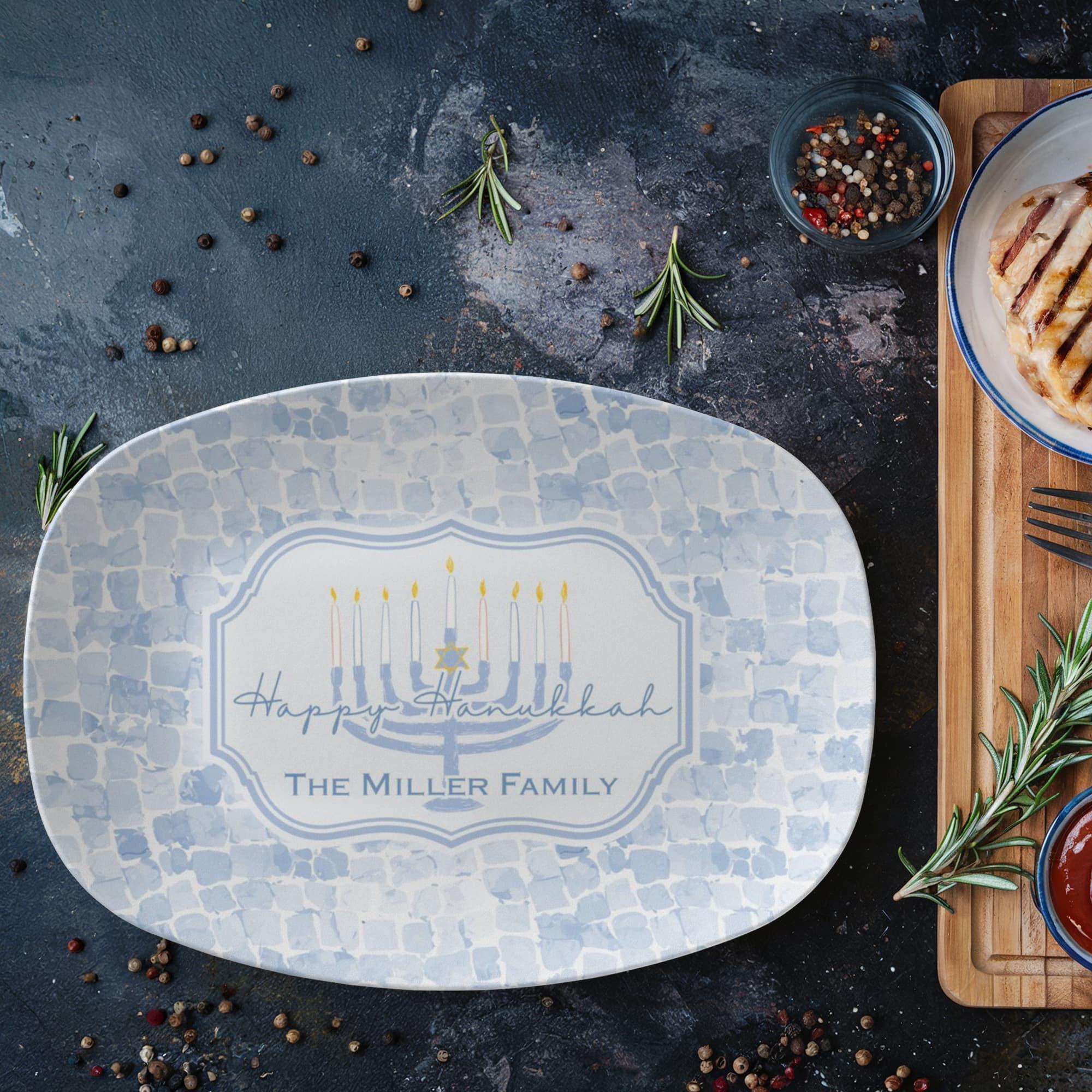 Personalized Mosaic Hanukkah Platter, Custom Menorah Serving Dish ...