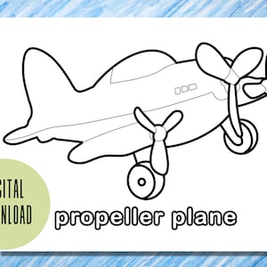 Printable Coloring Page Airplane Propeller Plane Instant | Etsy