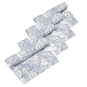 Vintage Seashell Cloth Napkins Blue Coastal Dinner Napkins Set of 4 ...