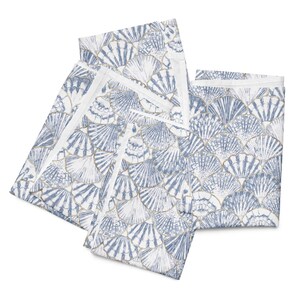 Vintage Seashell Cloth Napkins Blue Coastal Dinner Napkins Set of 4 ...