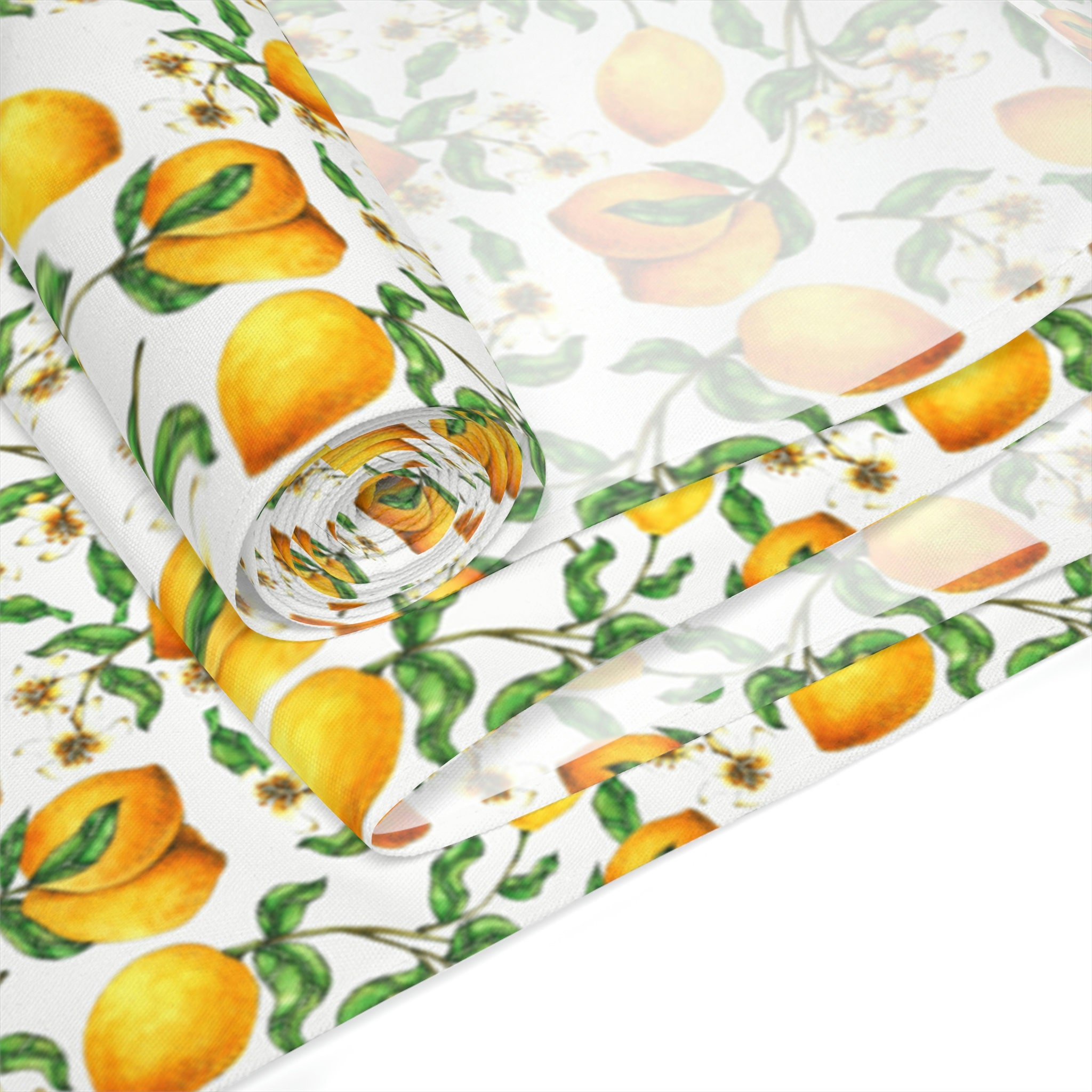 Rustic Lemon Table Runner Lemons & Blossoms Runner Spring - Etsy