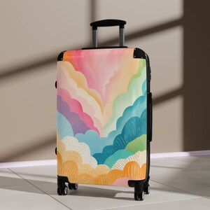 Boho Rainbow Pastel Watercolor Suitcase, Pastel Boho Suitcase, Bohemian ...