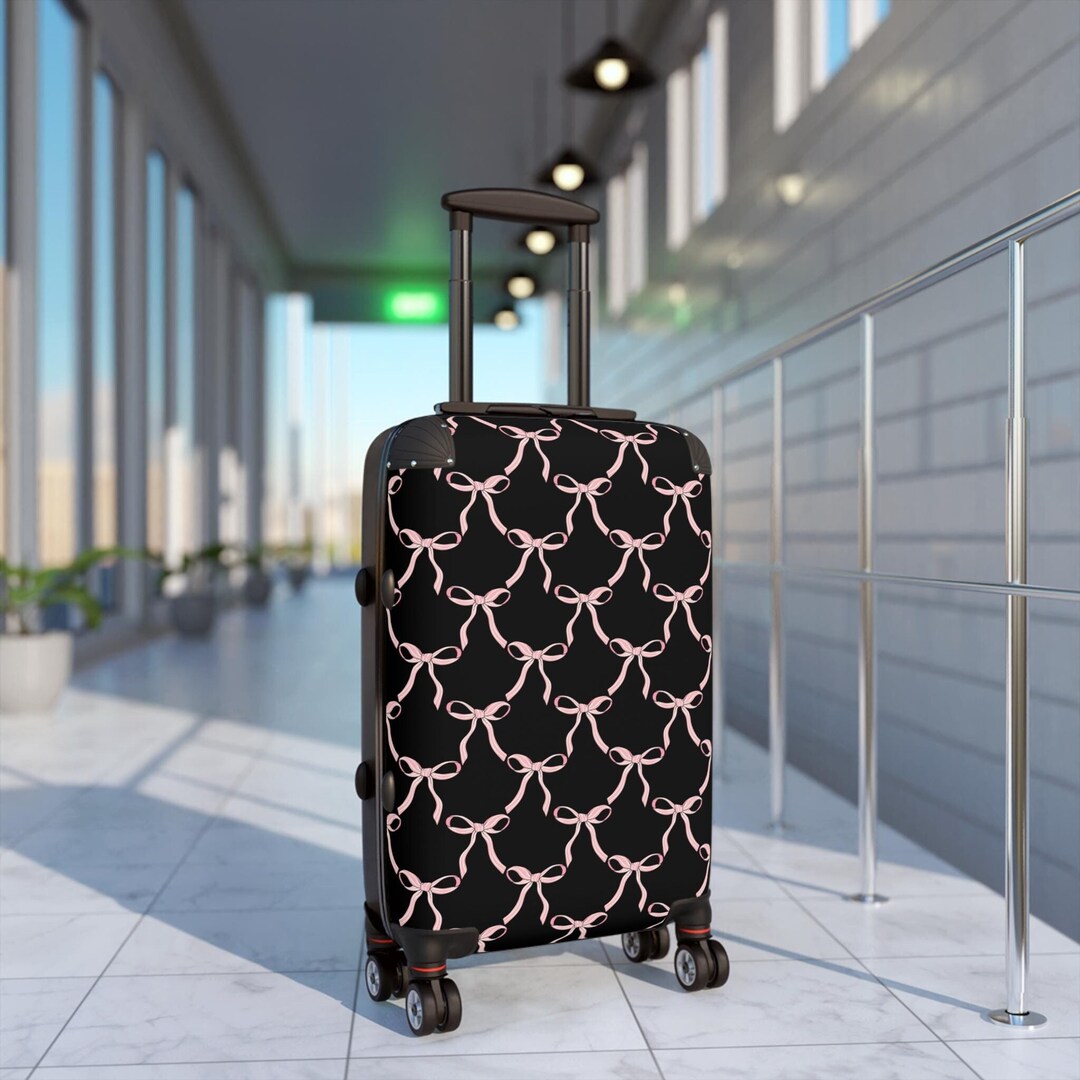 Coquette Pink Bow Black Luggage, Preppy Bows Luggage, Vintage Shabby ...