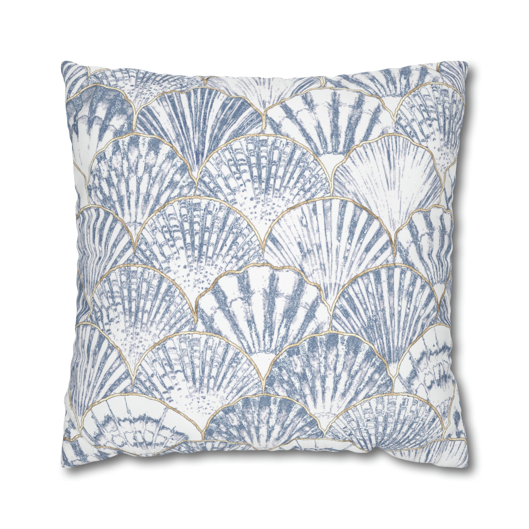 Seashell Throw Pillow Cover Vintage Seashell Pillowcase, Blue Mollusk ...