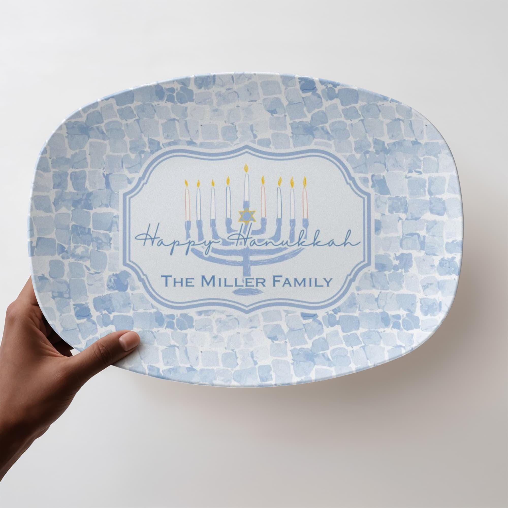Personalized Mosaic Hanukkah Platter, Custom Menorah Serving Dish ...