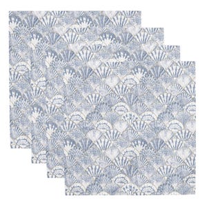 Vintage Seashell Cloth Napkins Blue Coastal Dinner Napkins Set of 4 ...