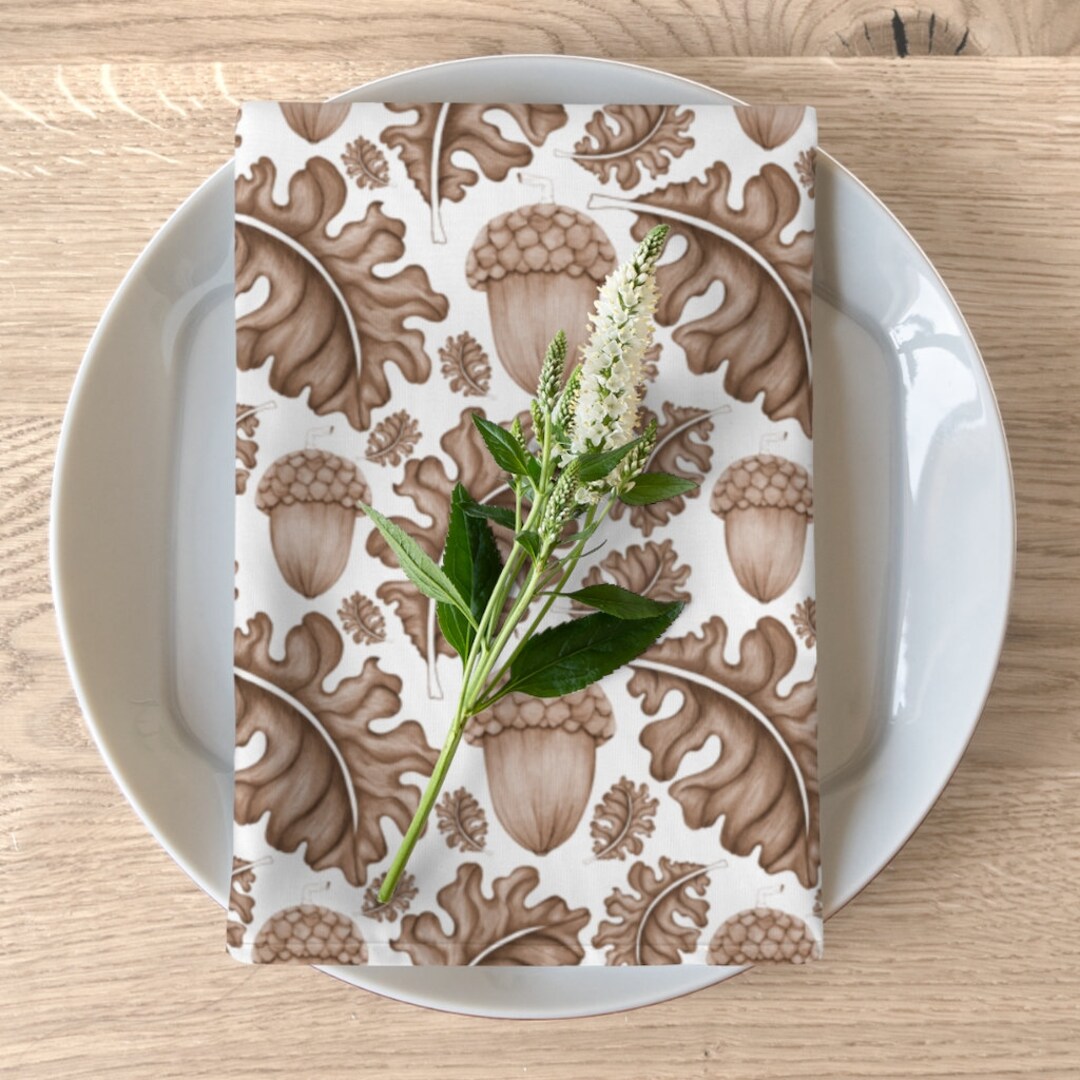 Fall Napkins Set of 4 Vintage Autumn Sepia Acorn and Woodland - Etsy