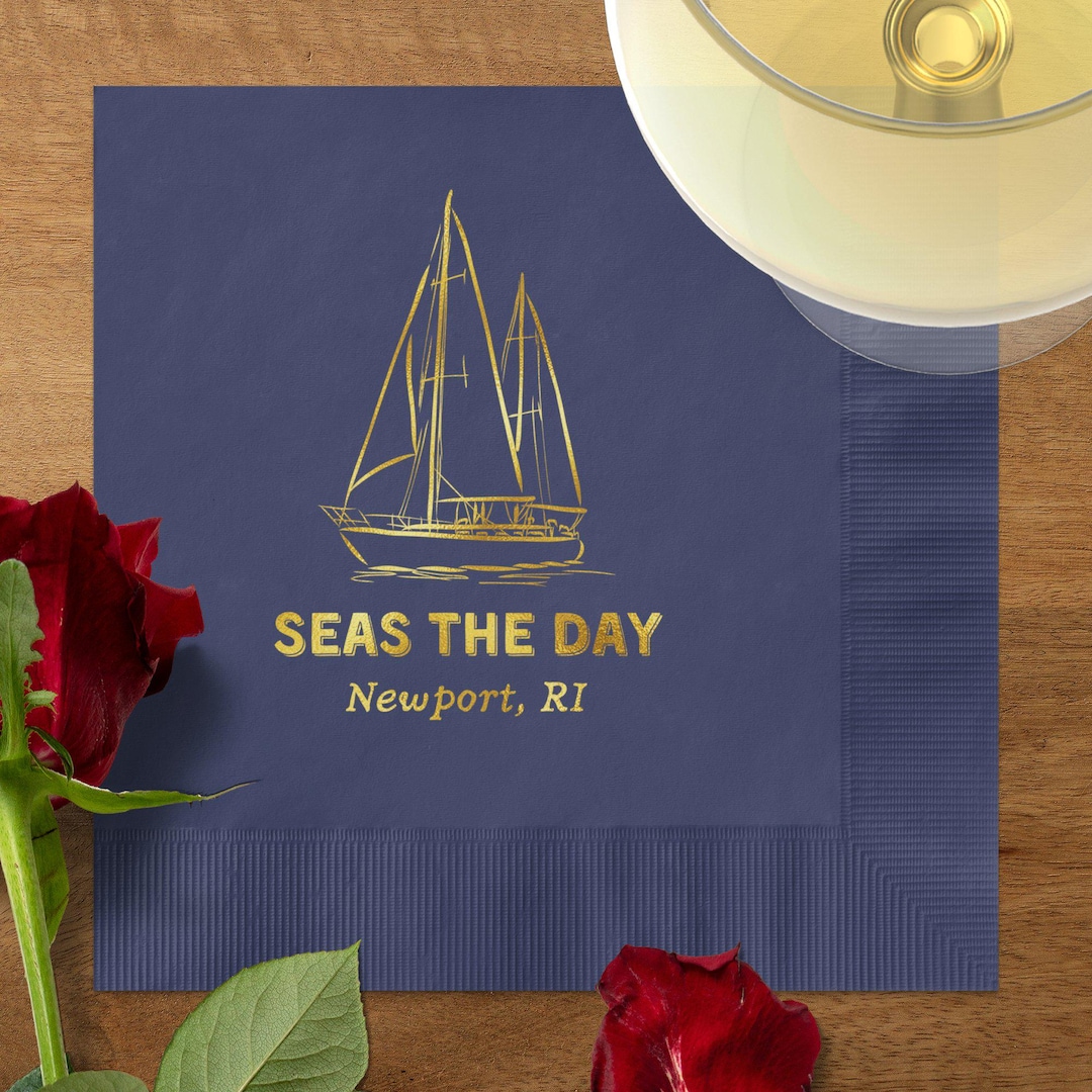 Personalized Foil Boat Napkins, Nautical Cocktail Napkins, Custom Boat ...