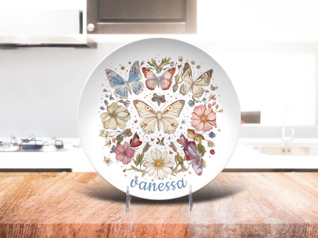 Personalized Boho Butterfly Plate, Custom Name Keepsake Platter ...