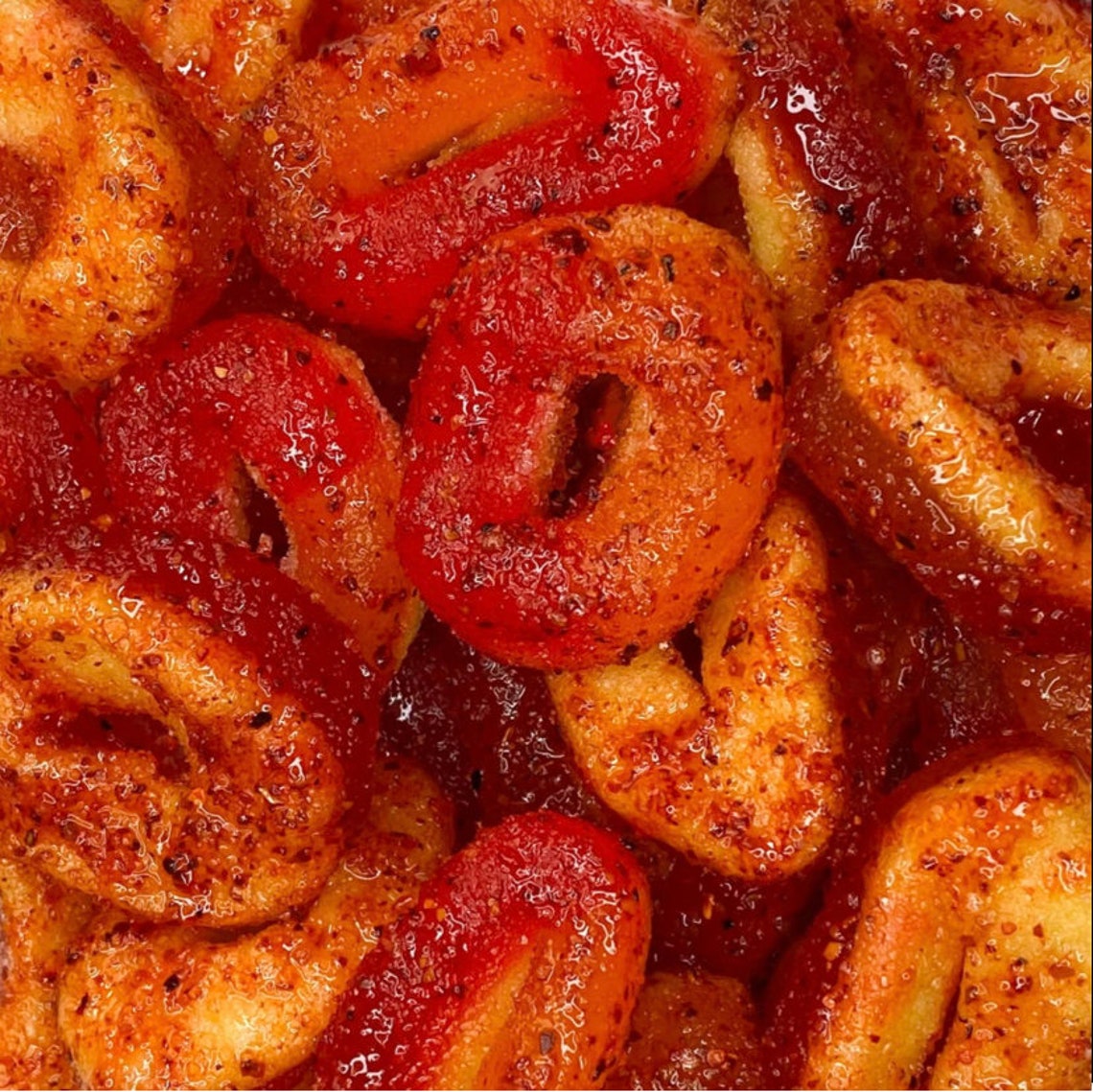 Chamoy and tajin Peach rings | Etsy