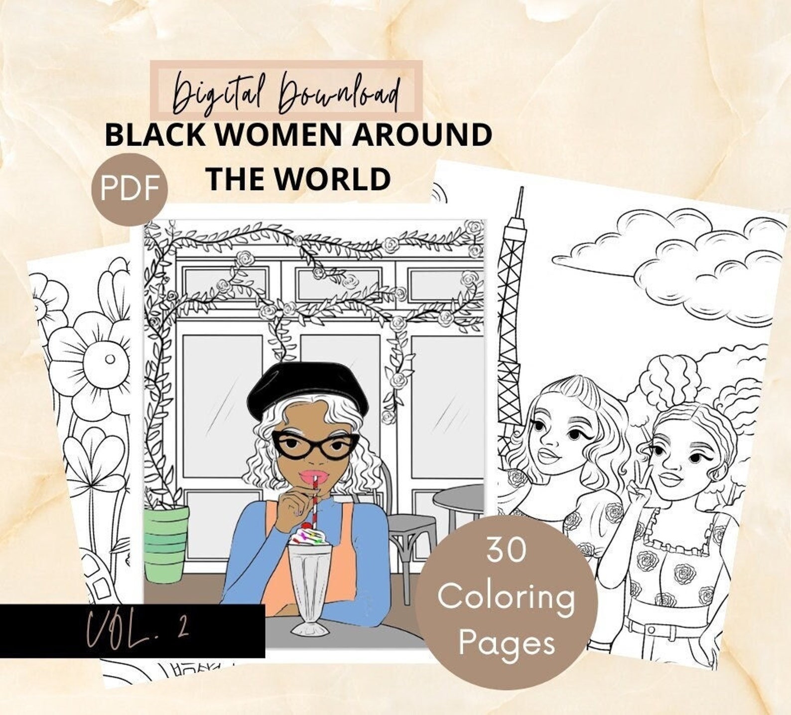 Printable Worldly Black Women Coloring Pages Beautiful Black - Etsy