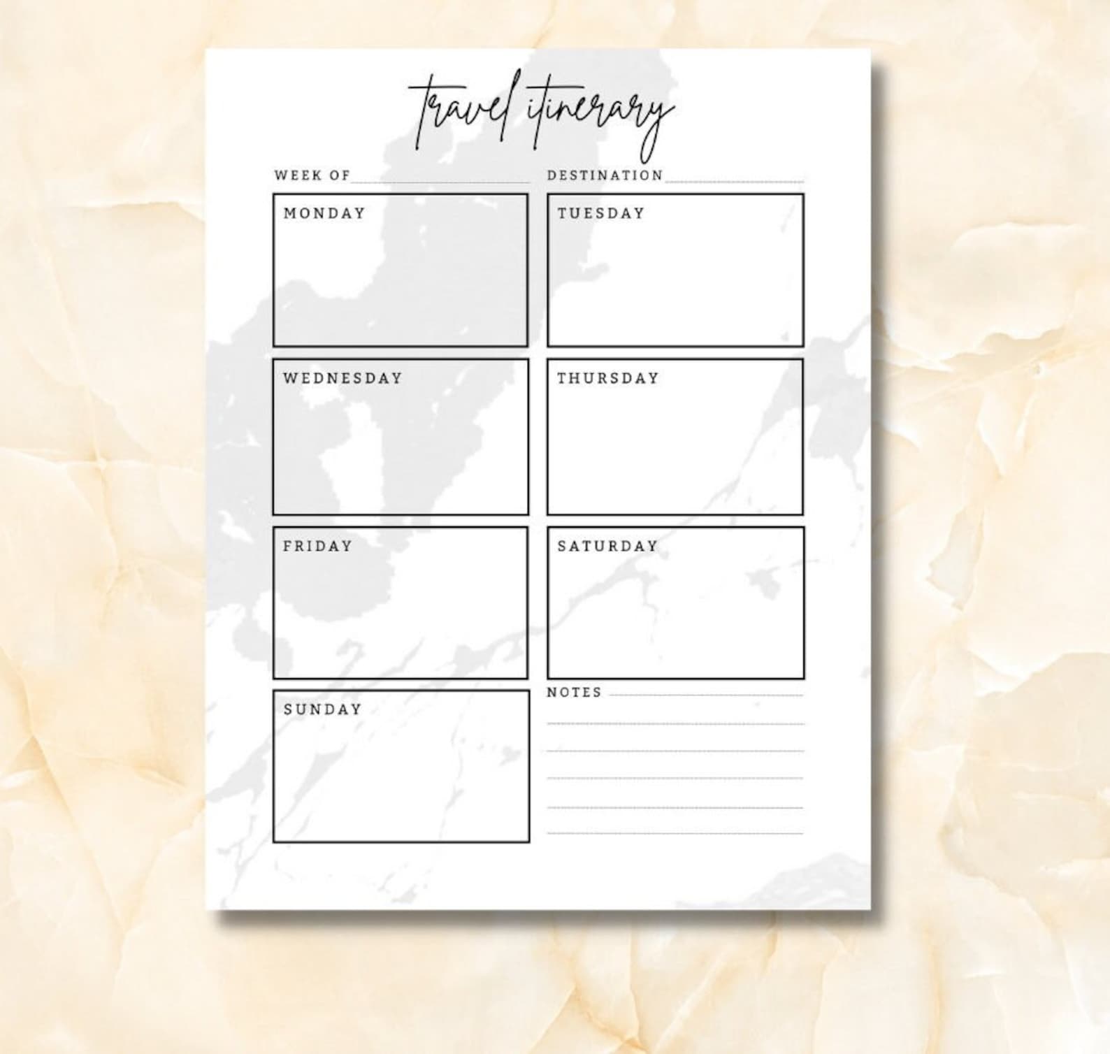 Printable Weekly Travel Itinerary Planner | Travel Vacation Planner ...