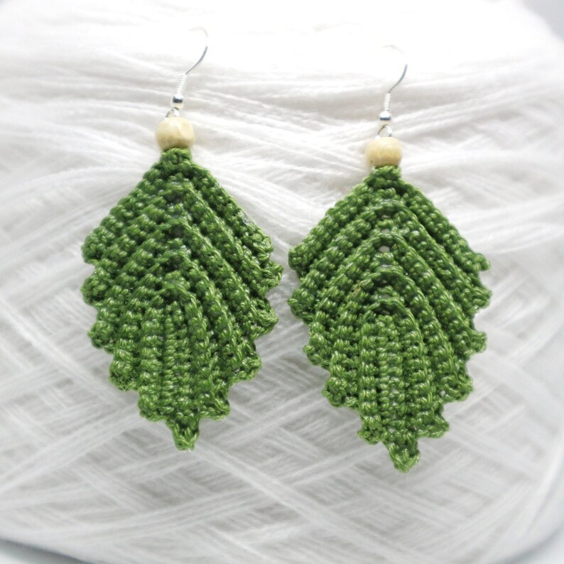 Crochet Leaf Earrings | PDF Pattern - Etsy