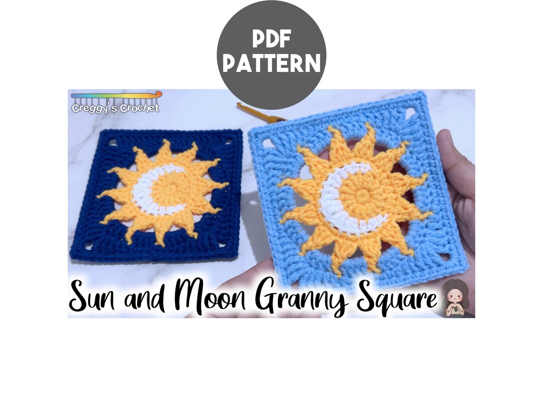 Crochet Sun and Moon Granny Square | PDF Pattern - Etsy