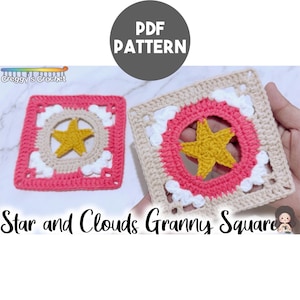 Crochet Star and Clouds Granny Square | PDF Pattern - Etsy