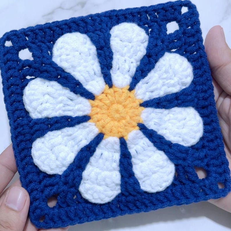 Crochet Retro Daisy Granny Square | PDF Pattern - Etsy