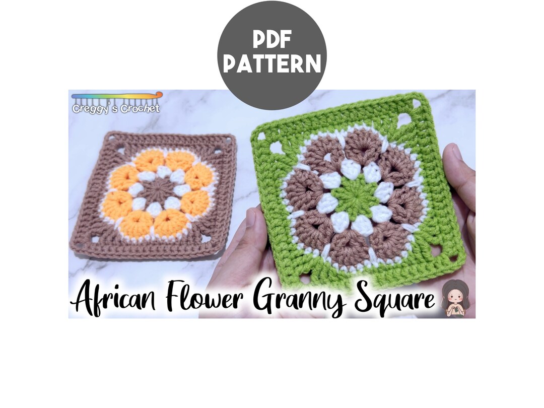 Crochet African Flower Granny Square | PDF Pattern - Etsy