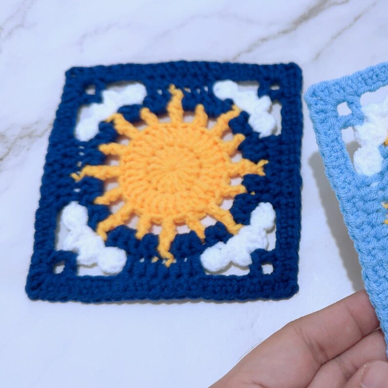 Crochet Sun and Clouds Granny Square | PDF Pattern - Etsy