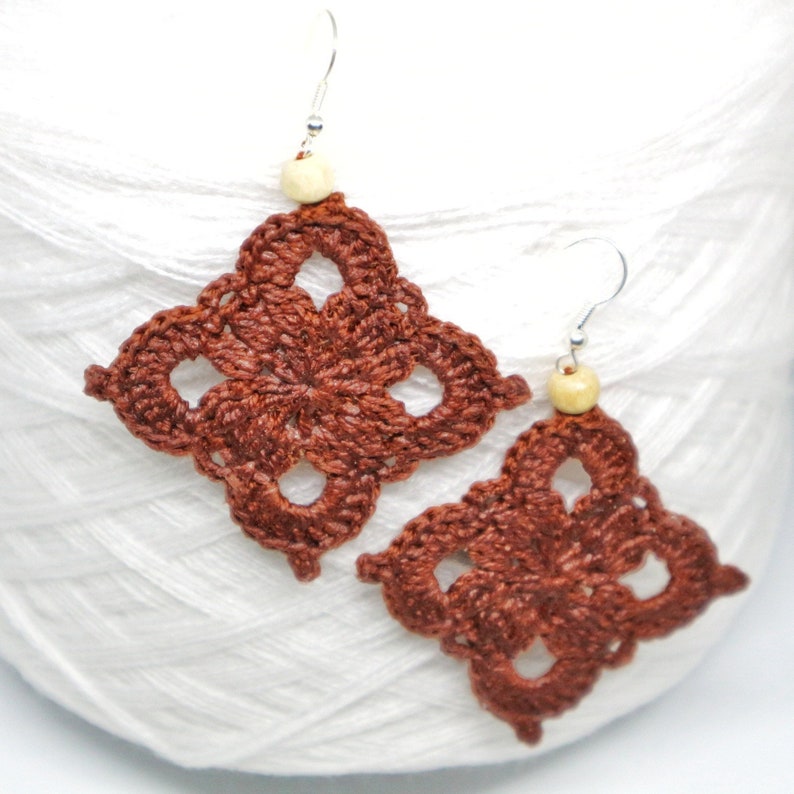 Crochet Lace Diamond Earrings PDF Pattern - Etsy