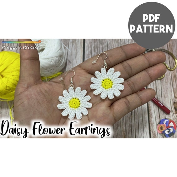 Crochet Daisy Flower Earrings PDF Pattern | Etsy