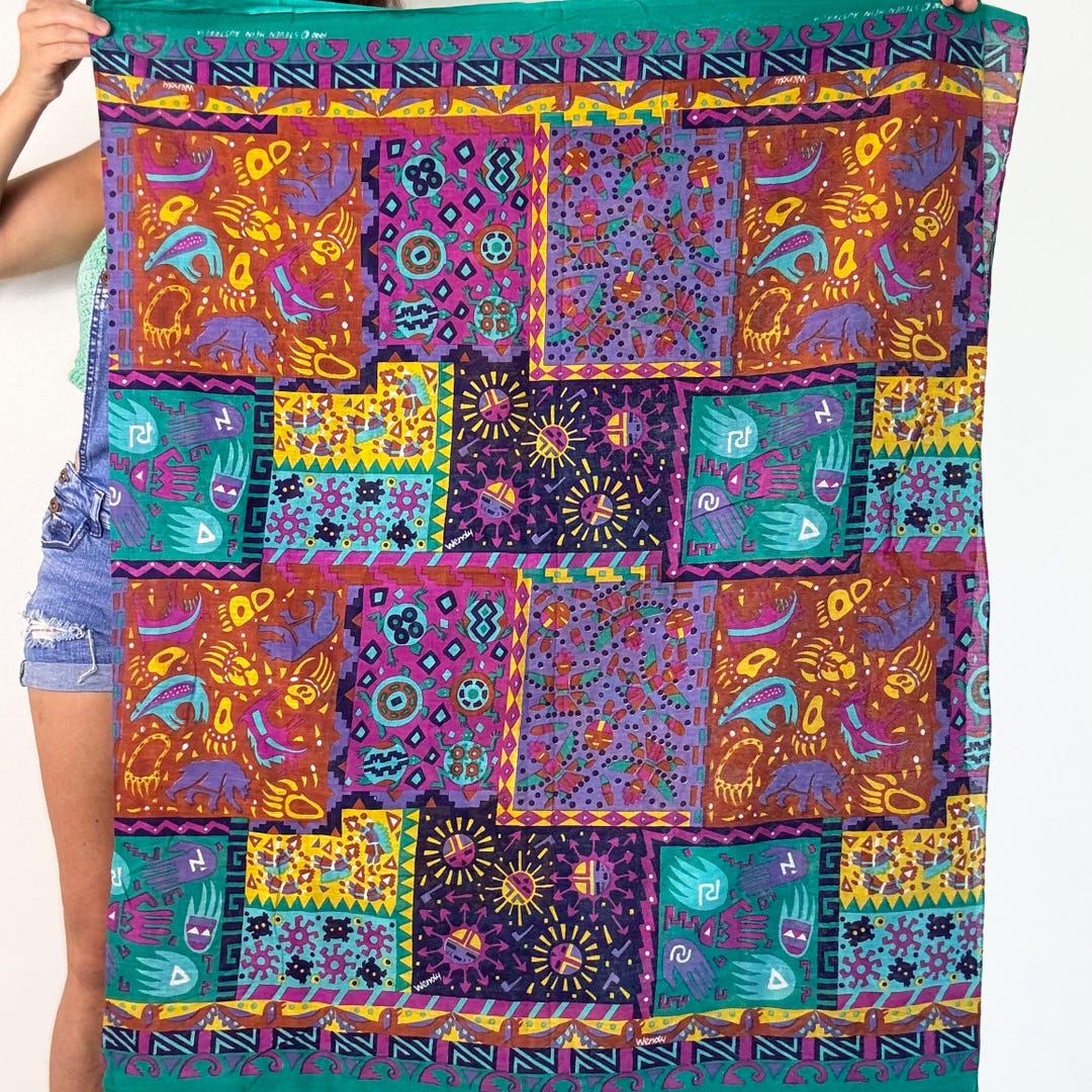 90s Vintage Australian Designer Resort Wear Boho Beach Scarf Wrap ...