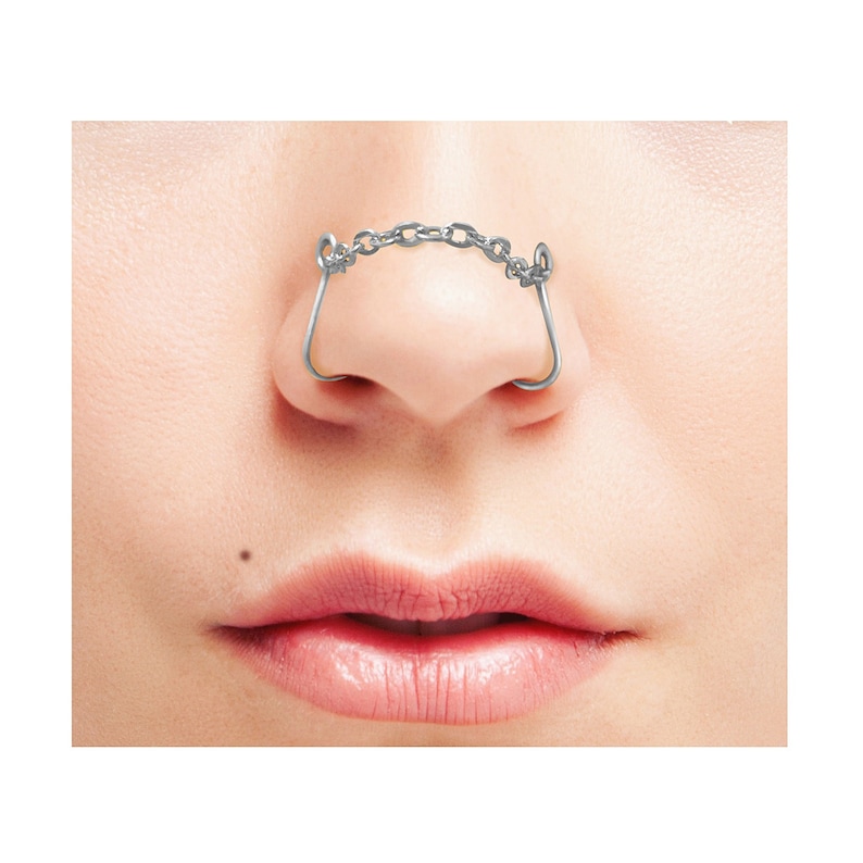 Nose Chain for Double Fake Nose Piercing Gold Copper Silver | Etsy