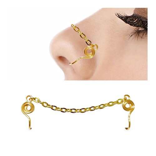 Nose Chain for Double Fake Nose Piercing Gold Copper Silver - Etsy
