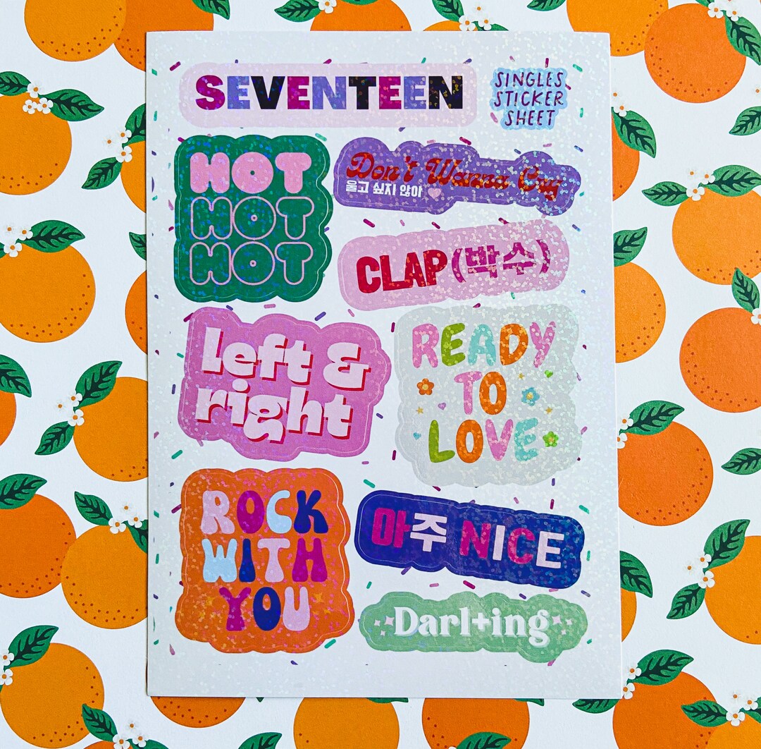 Seventeen Singles - Holographic Glitter Sticker Sheet - K-pop - Carat ...