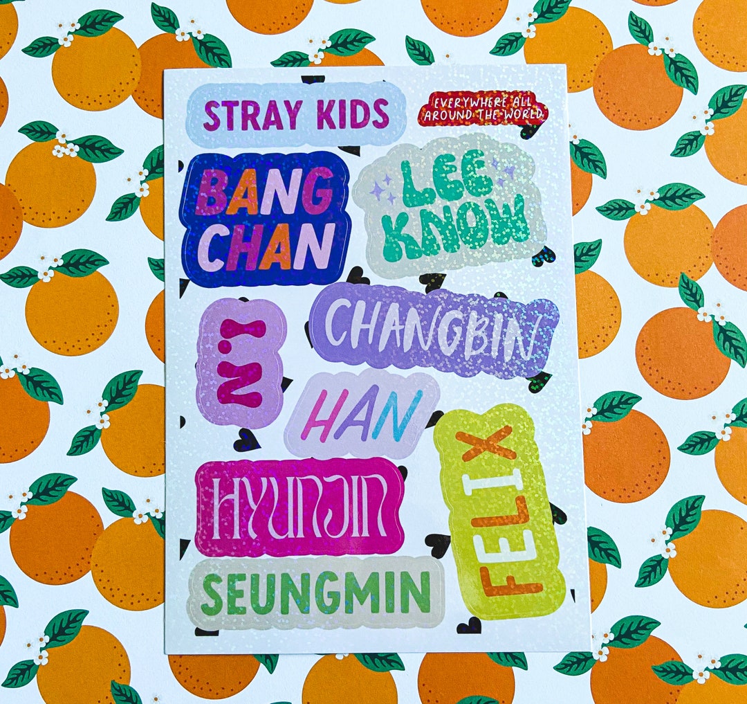 Stray Kids SKZ Member's Names - Holographic Glitter Sticker Sheet - K ...