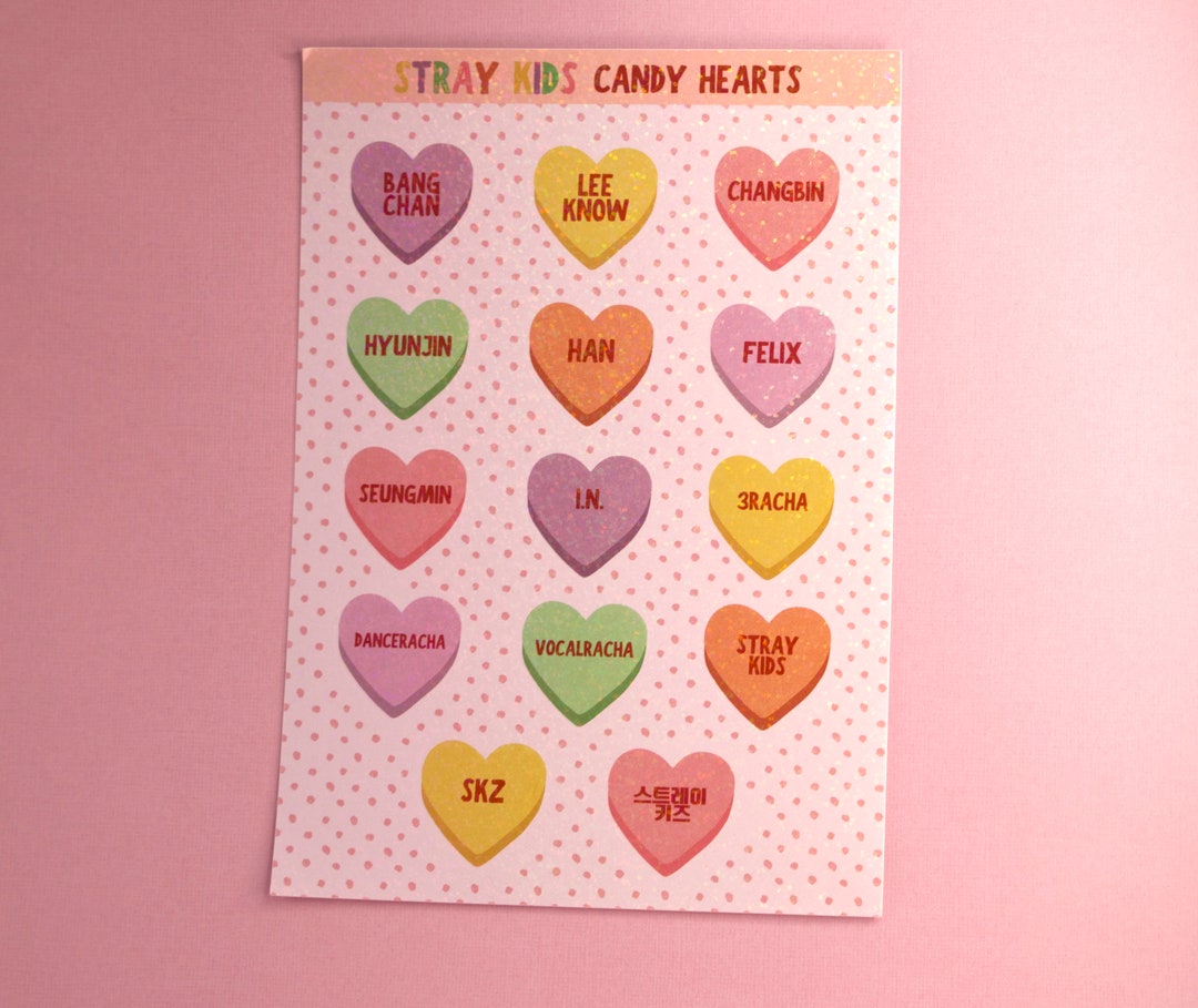 Stray Kids SKZ Member's Names Candy Hearts - Holographic Glitter ...