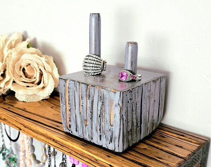 Rustic Ring Holder - Ring Display Stand, Jewelry Organizer, Distressed ...