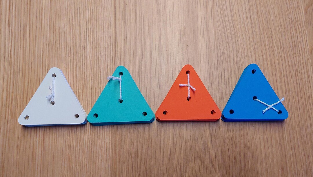 24 Thin 3-hole Weaving Cards Made of Photo Cardboard, Triangular ...