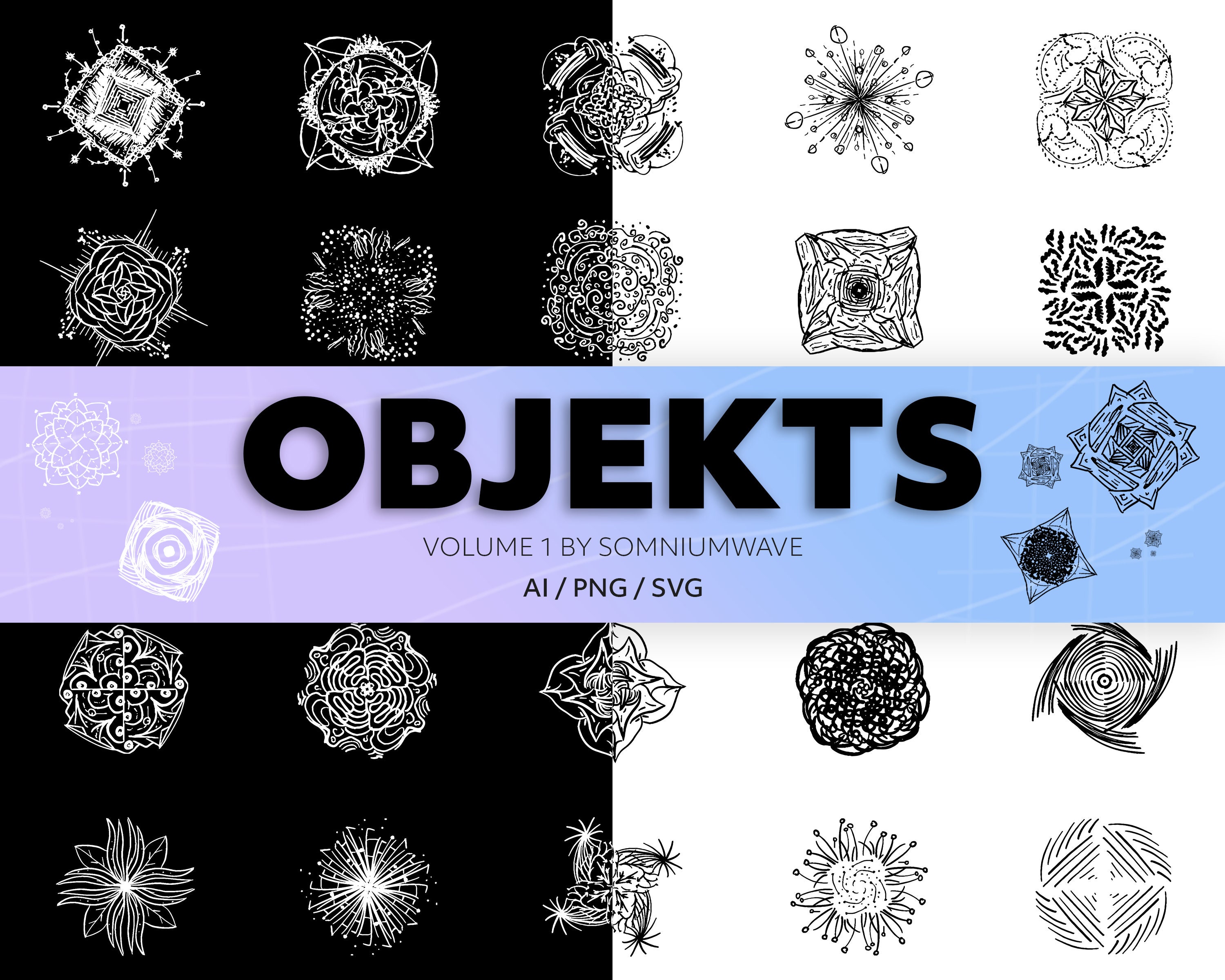 25 Hand Drawn Doodle Abstract Clip Art Shapes SVG AI PNG Tattoo Digital ...