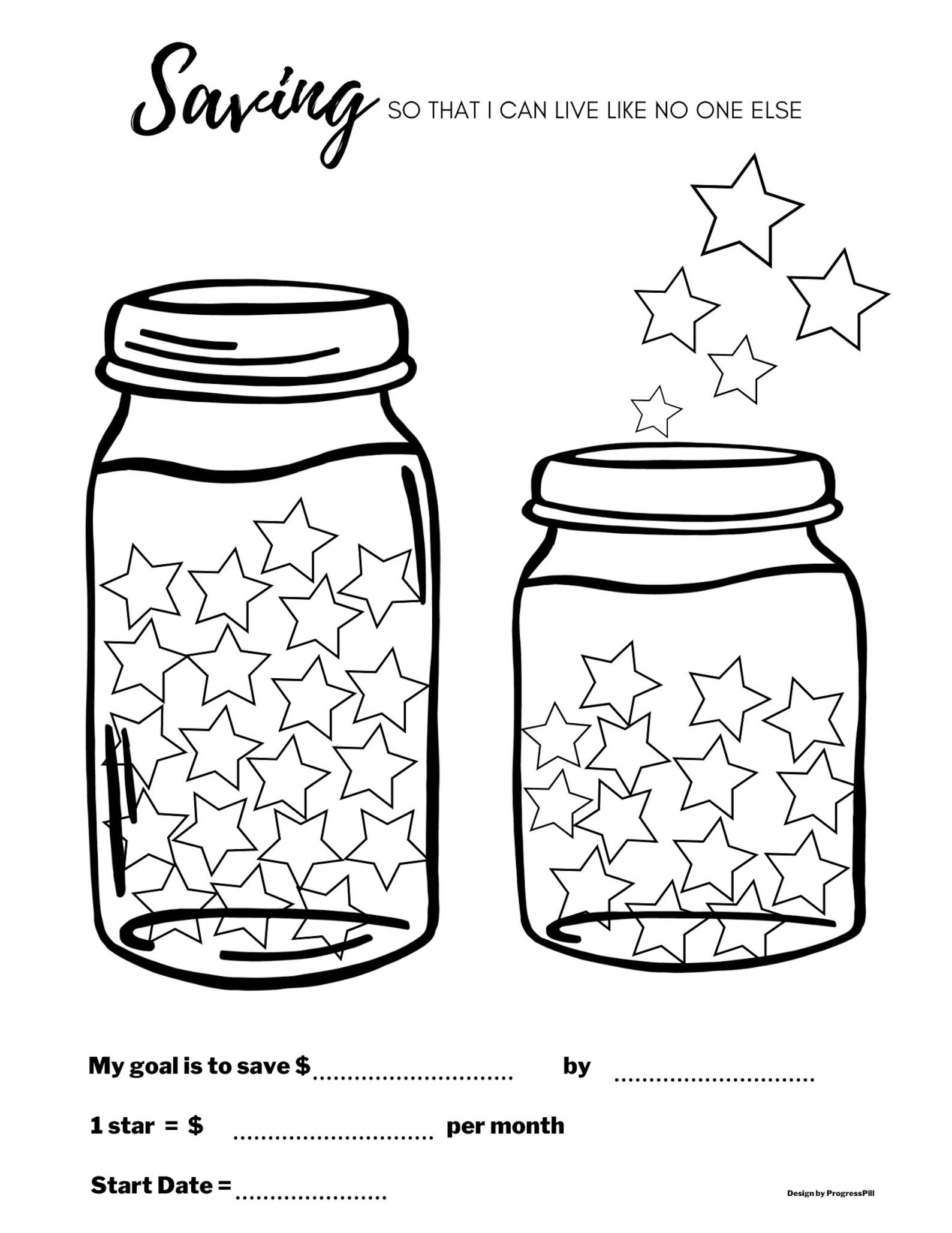 Savings Fund Money Jar-Fun Inspirational Coloring Chart to | Etsy