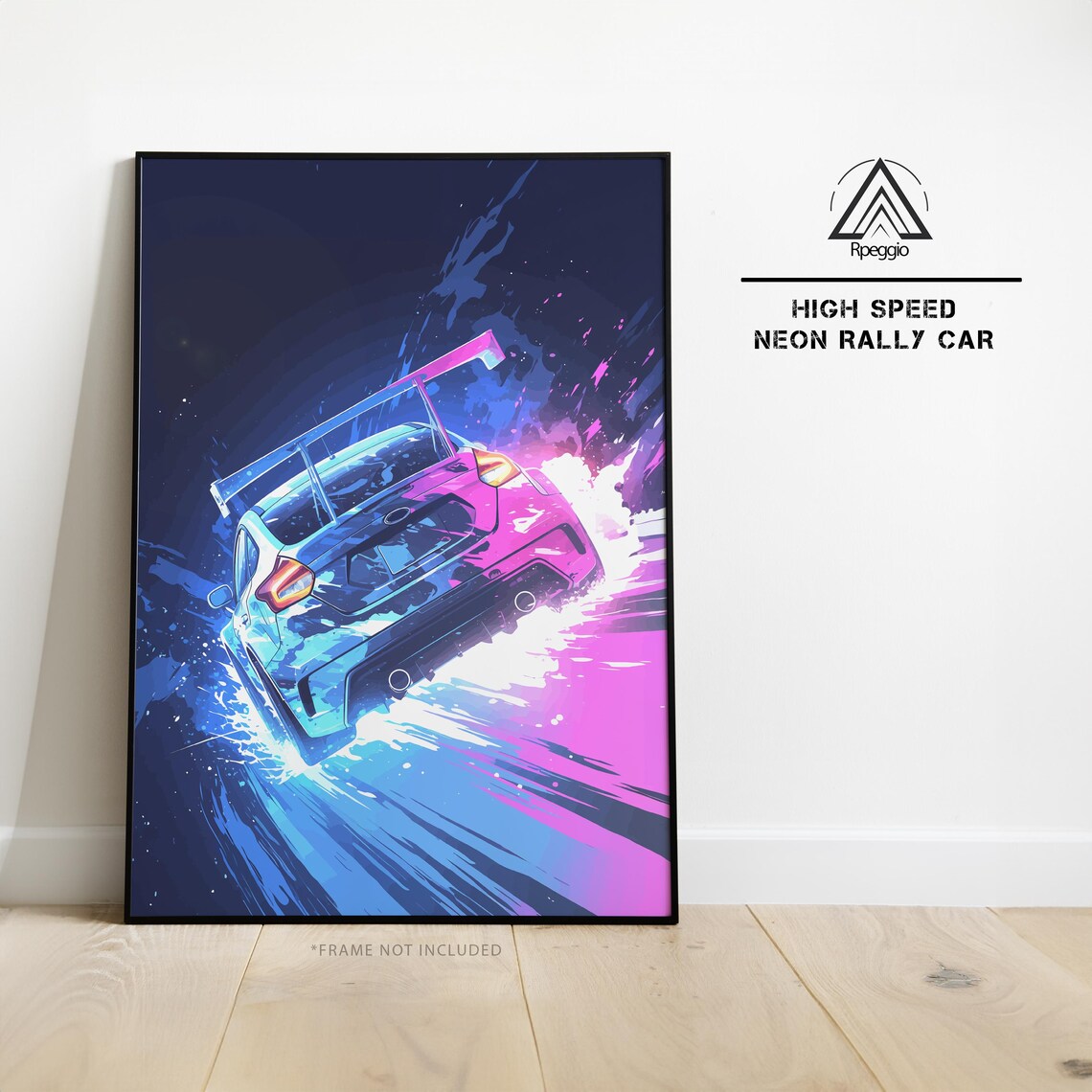 Neon Rally Racer Poster, High Speed Vector Car Art, Boys Bedroom Poster ...