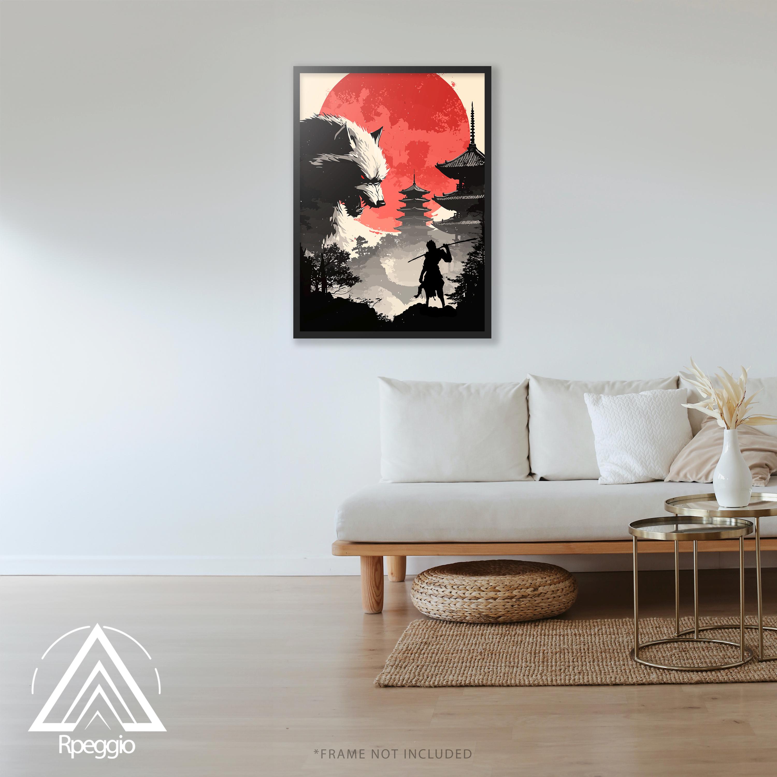 Wukong Wall Art, Black Myth Wukong Inspired Poster, Elden Ring, Dark ...