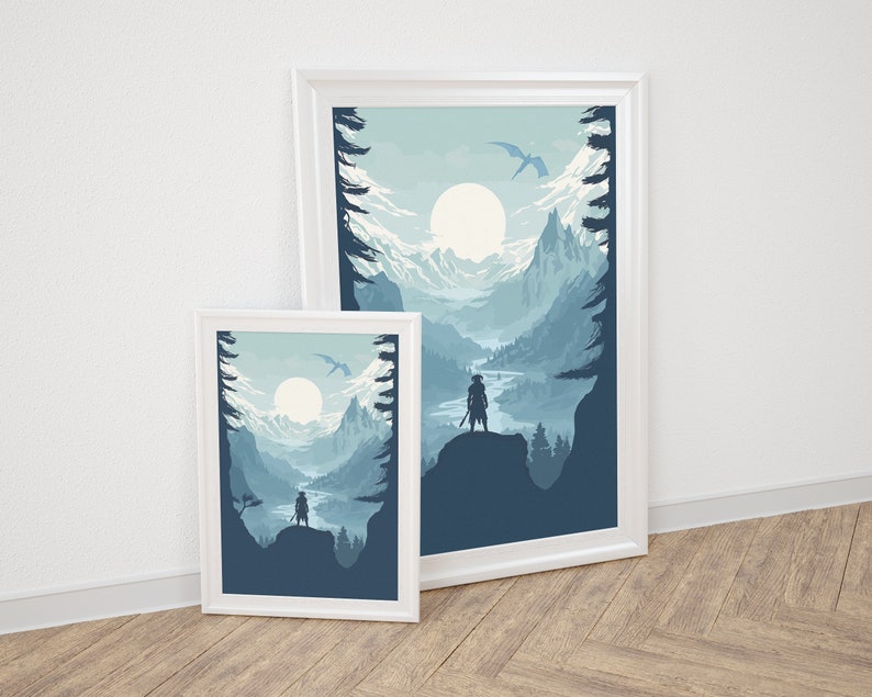 Skyrim Poster Wall Art, Video Game Decor Poster, Wall Art, Dragonborn ...