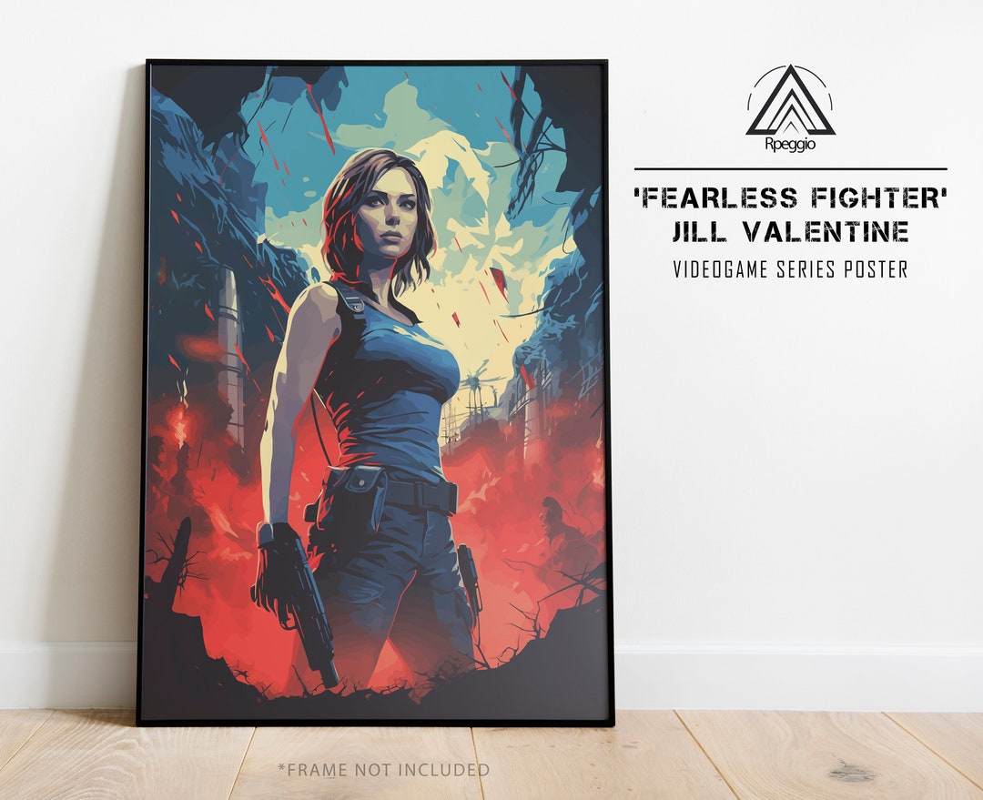 Fearless Fighter Jill Valentine Poster Resident Evil Fan Art Wall Decor ...