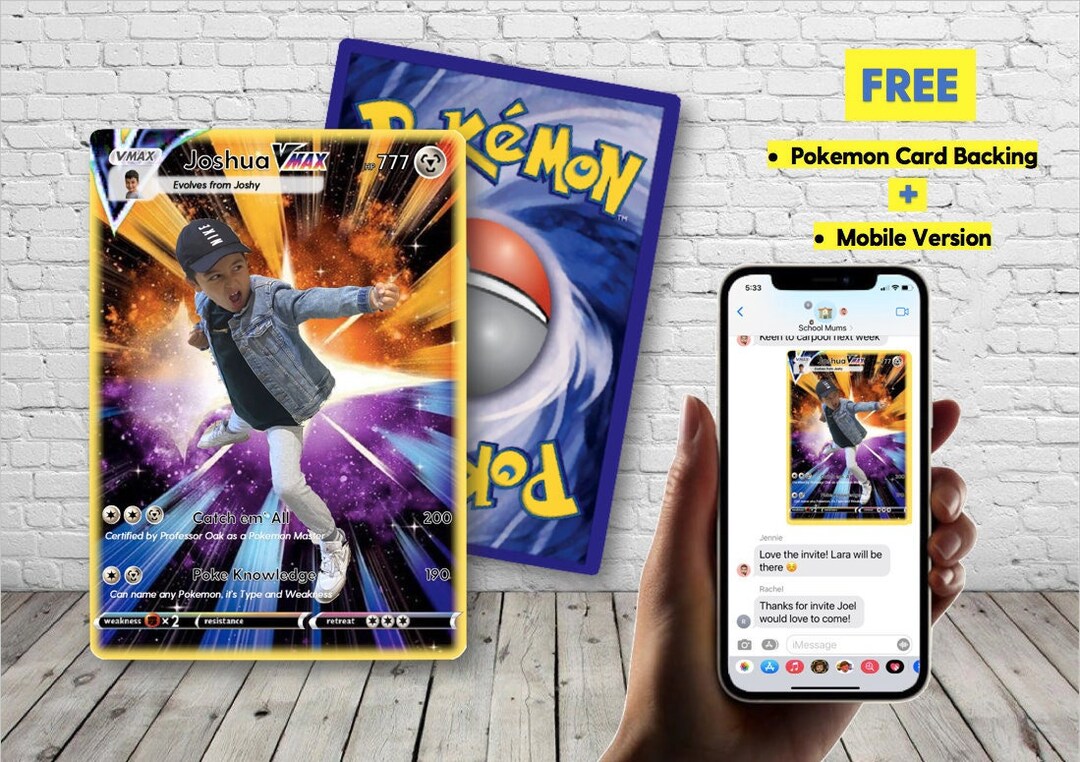 Custom VMAX Pokemon Card Birthday Invitation Fire, Electric and Silver ...